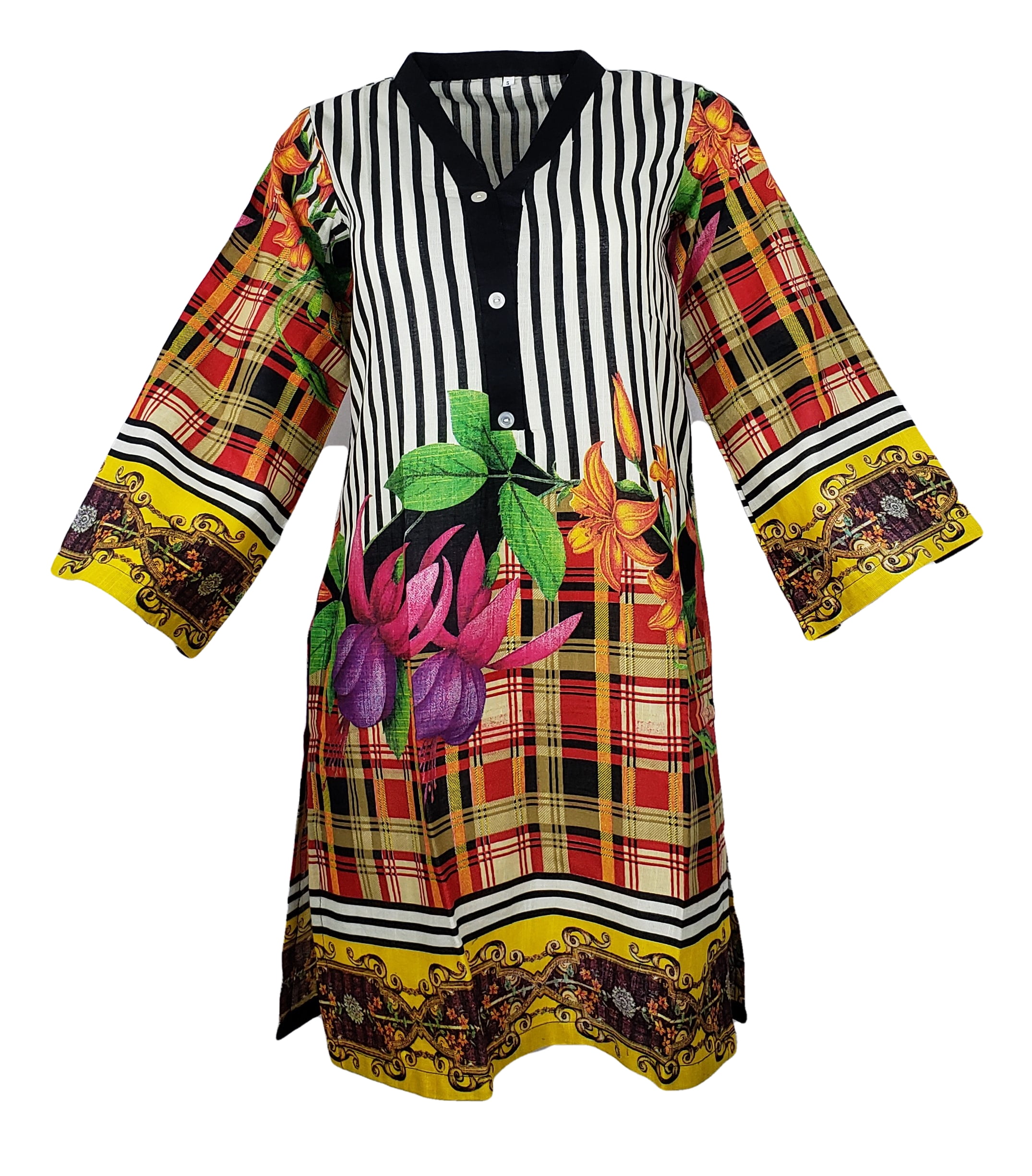 IshDeena Printed Pakistani Khadi Kurtis for Women Ready to Wear Tunic ...