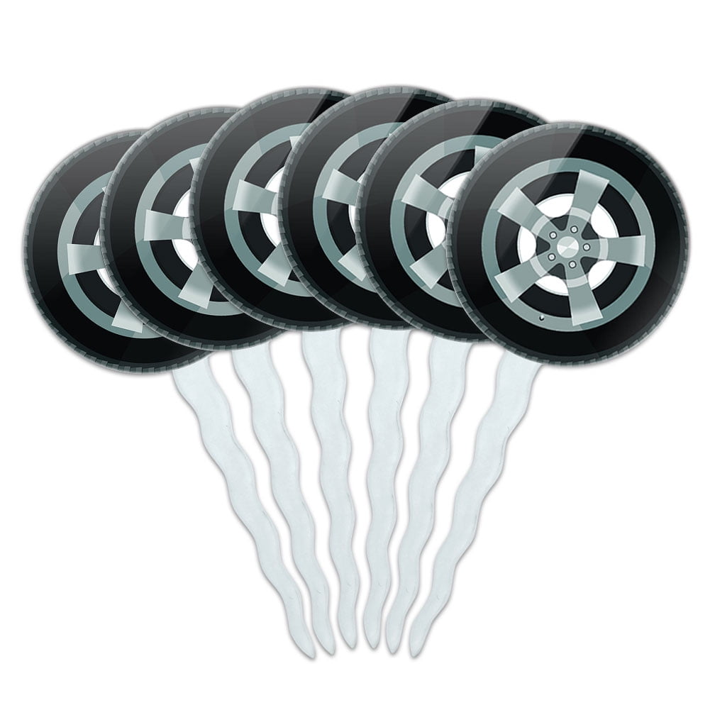 Tire Cupcake Picks Toppers - Set of 6 - Walmart.com