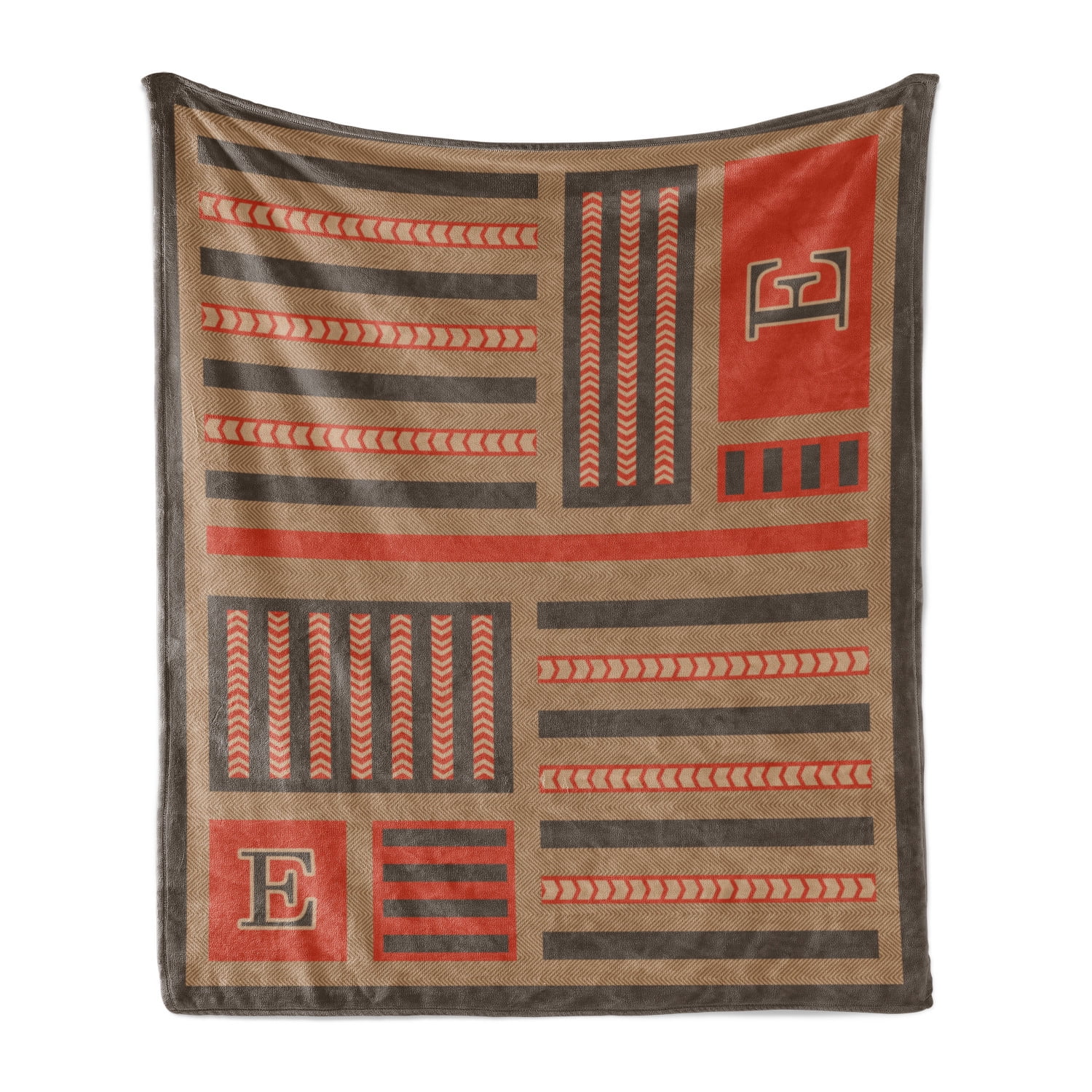 Letter E Throw Blanket, Tribal Chevron Herringbone Pattern Indigenous ...