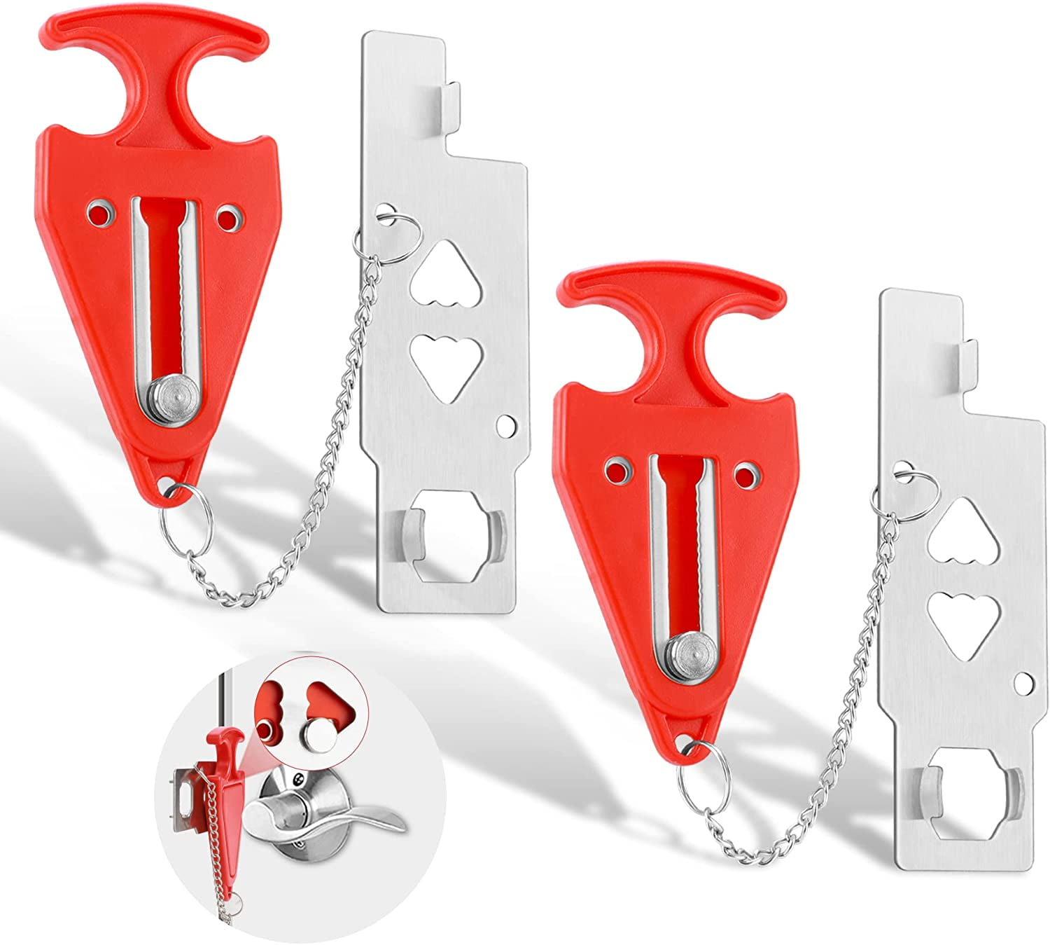 2 Pack Upgrade Portable Door Lock Home Security Door Locker Travel ...