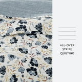 Noble Linens 3-Piece Light Blue French Jacobean Reversible Quilt Set ...