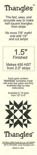 Thangles - 1.5" Finished. Make Half Square Triangles From Strips. Easy, Fast, and Accurate ...