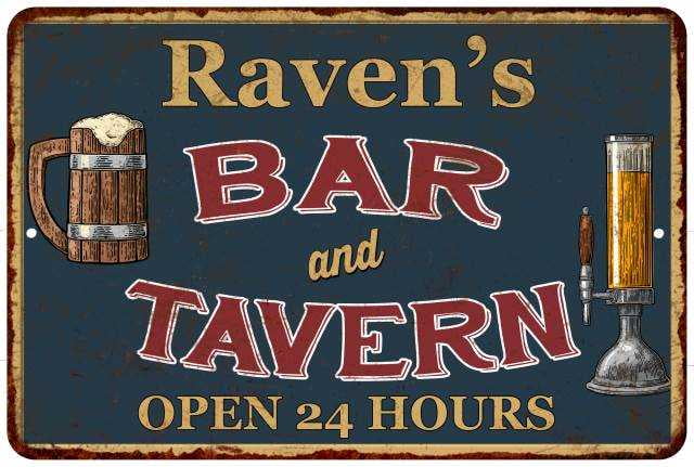 Raven's Green Bar & Tavern Rustic Sign 8 x 12 Matte Finish Metal ...