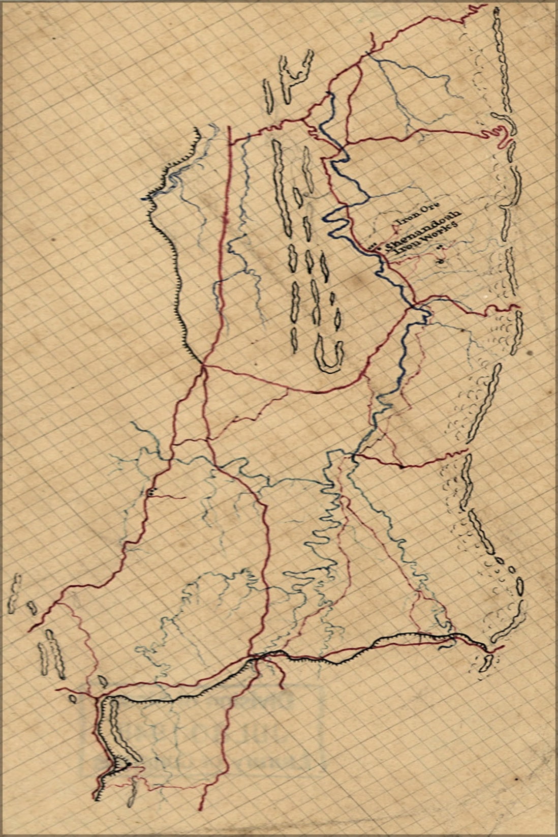 24"x36" Gallery Poster, Map Shenandoah valley Iron Works Virginia 1880 ...