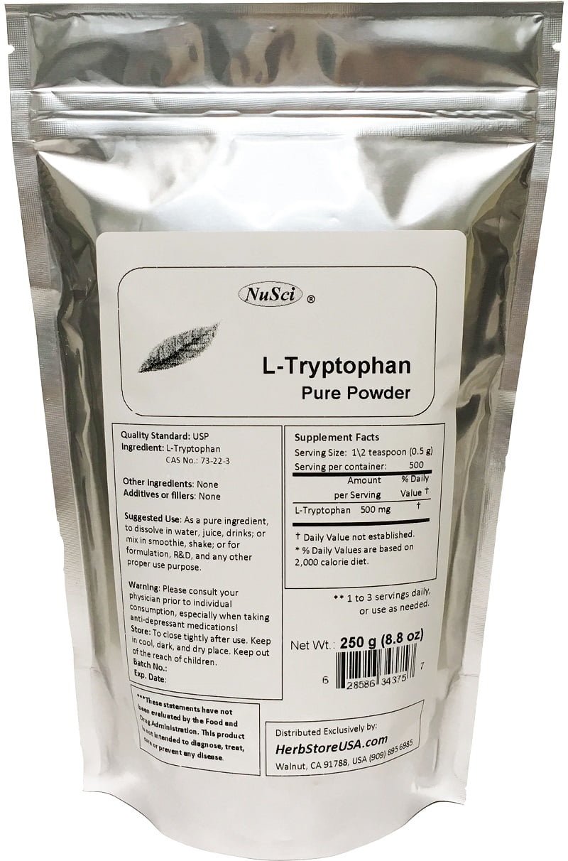 NuSci Pure L-Tryptophan Powder 250 grams (8.8 oz) - Walmart.com