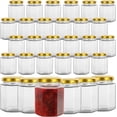 3 oz Honey Jars,30 Pack Hexagonal Glass Jars with Gold Lids,90ml Small ...