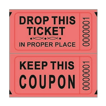 Raffle Auction Tickets - Double Row Roll, 1,000 Numbered, Perforated, 4 ...
