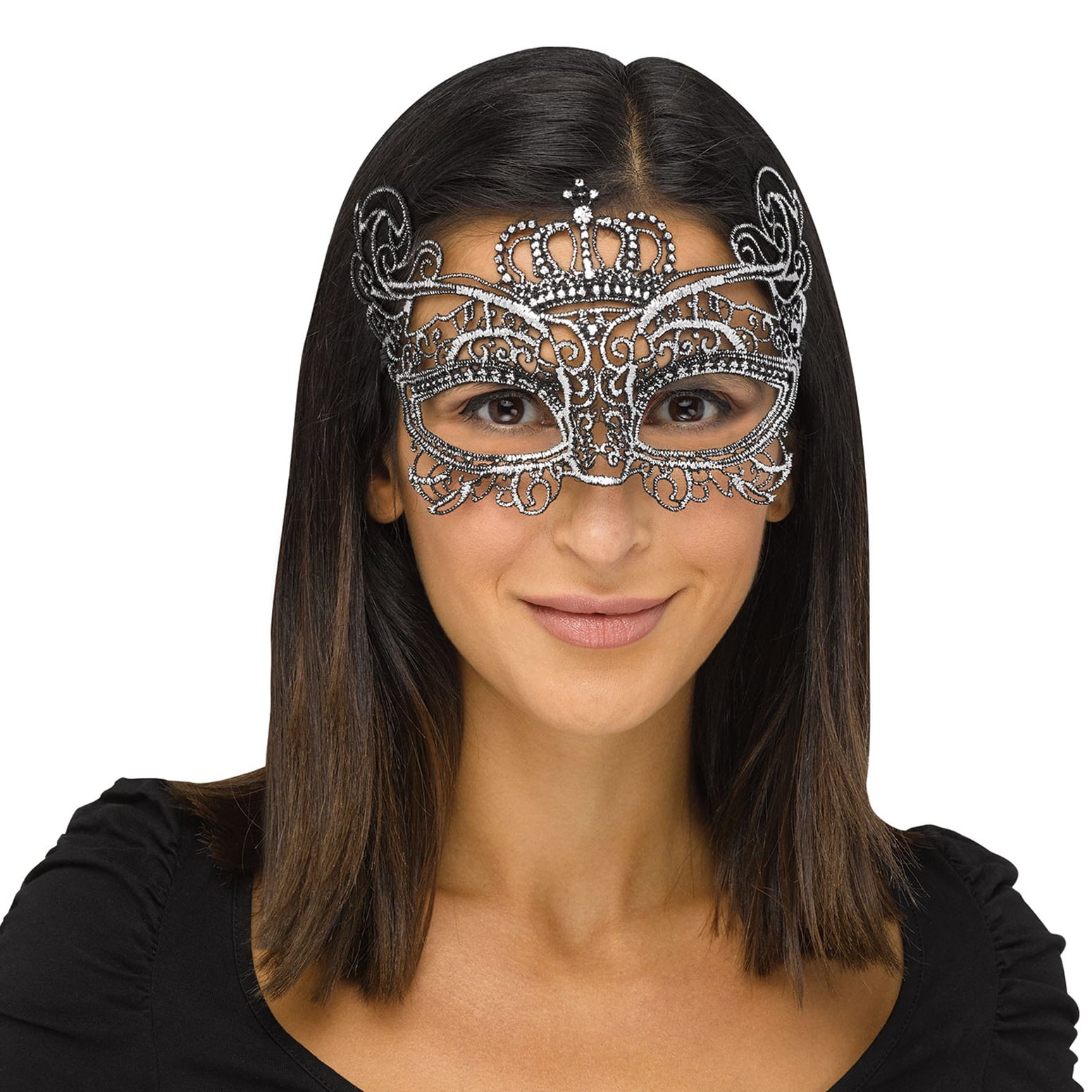 Fun World Halloween Gothic Lace Queen Costume Venetian Mask, One-Size ...