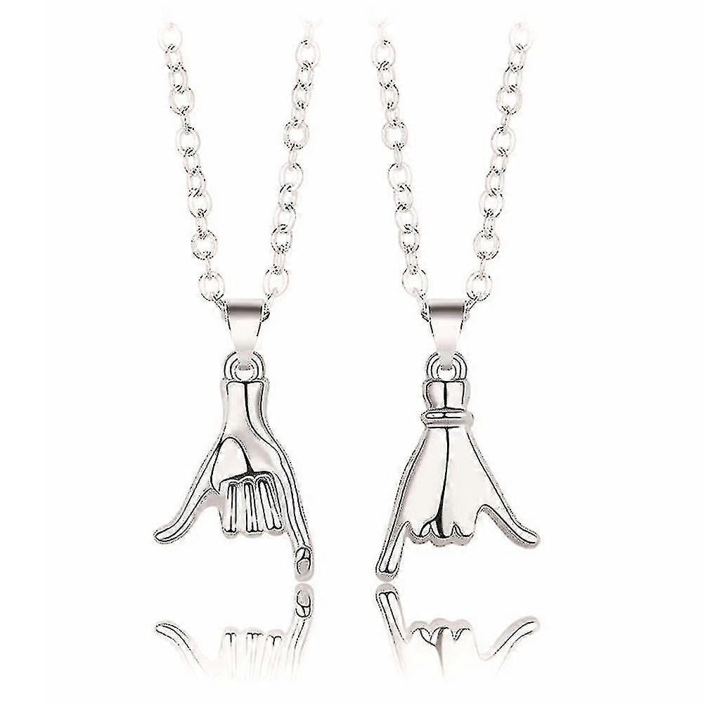 Couple Necklace Fashion Pinky Promise Holding Hands Clavicle Pendant ...