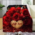 1pc Red Rose Flower Print Blanket Contemporary Bedspread Suitable for ...