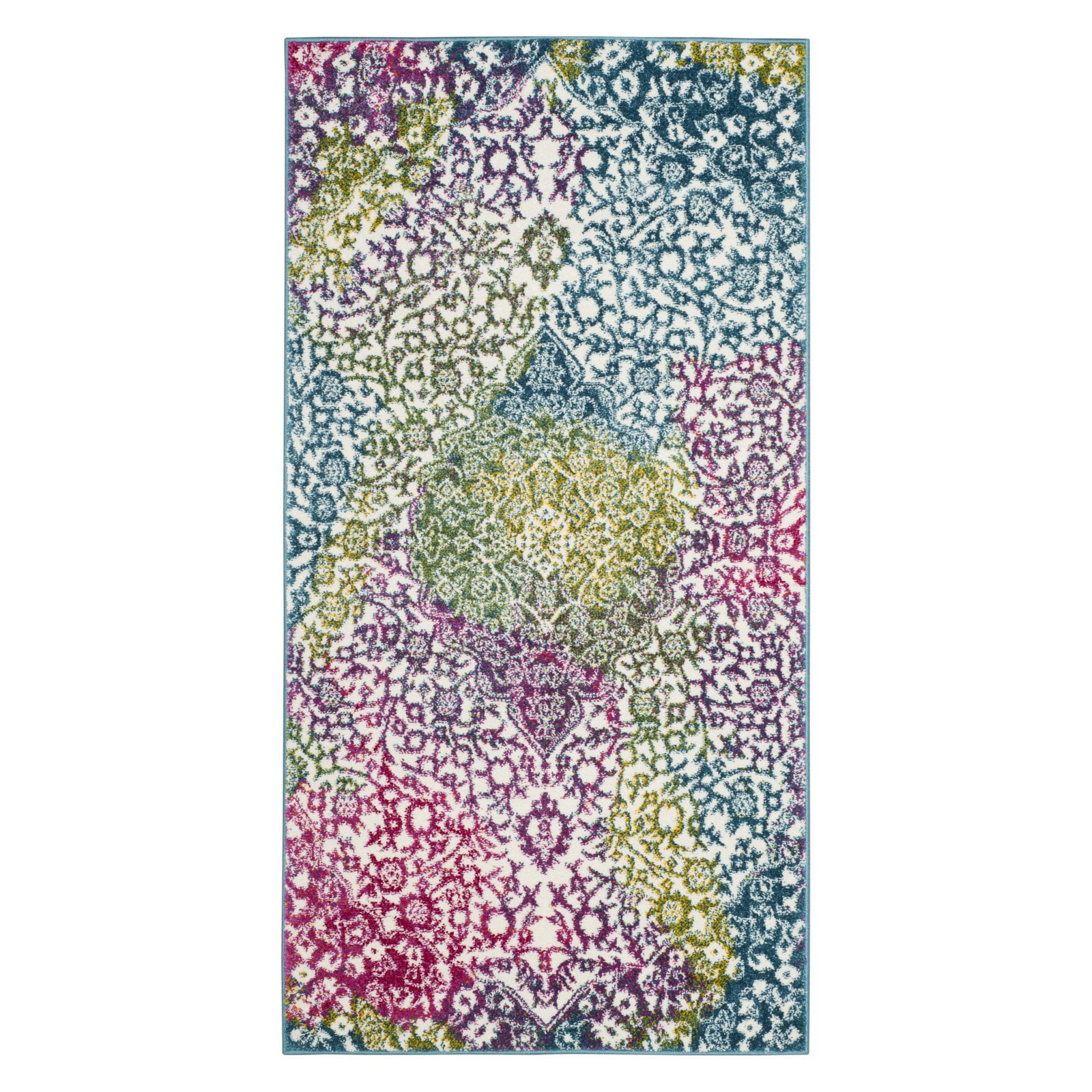 SAFAVIEH Watercolor Edna Abstract Colorful Runner Rug, Ivory/Fuchsia, 2 ...