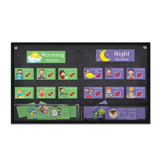 Daily Routine Chart for Toddler 2 in 1 Morning Night Visual Schedule ...