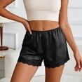 CAIVO Women Satin Lace Trim Elastic Waist Casual Shorts French Mini Hot ...