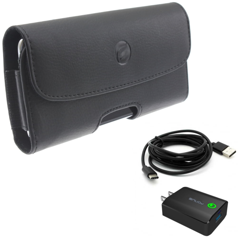 Case Belt Clip + Home Charger for Motorola One 5G Ace Phone - Leather ...