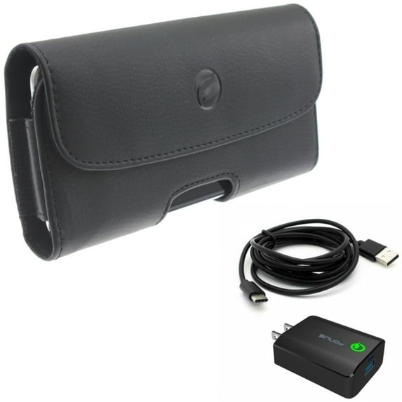 Case Belt Clip + Home Charger for Motorola One 5G Ace Phone - Leather ...