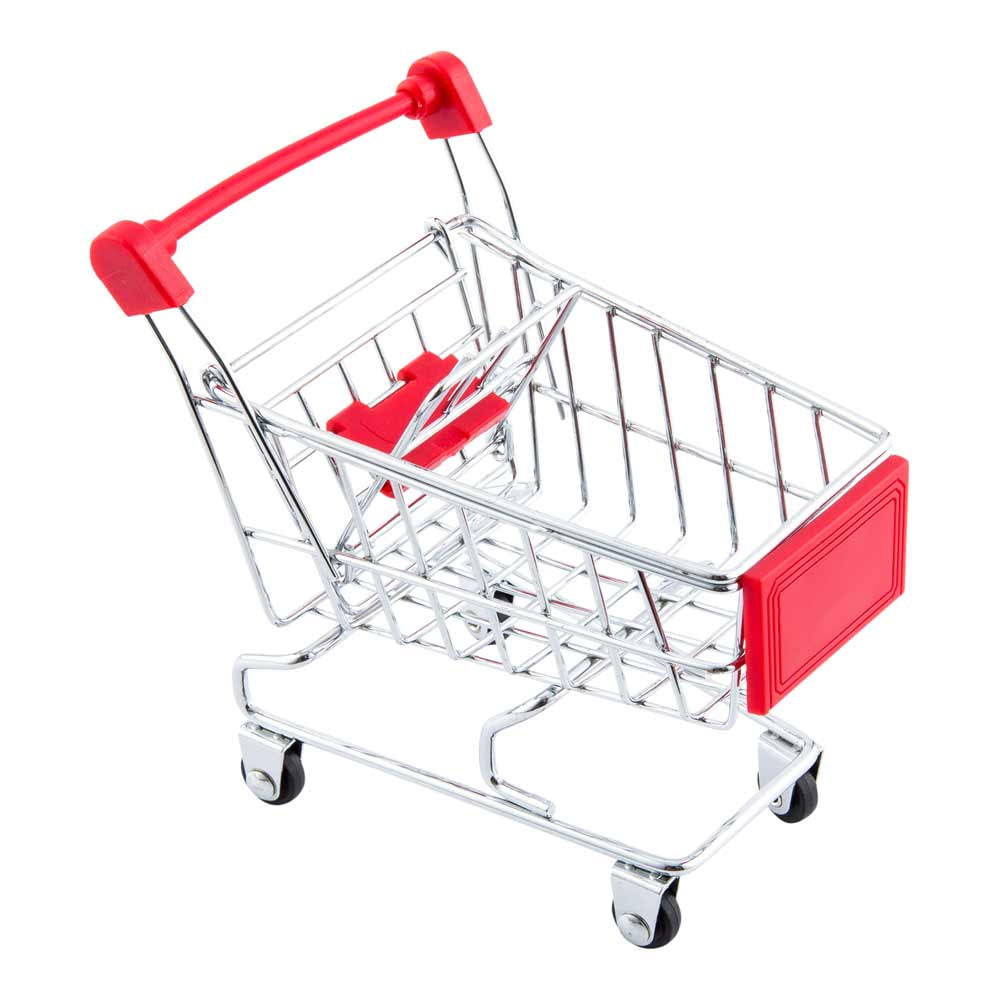 Rectangle Silver Stainless Steel Mini Shopping Cart - 5" x 4 3/4" x 3 ...