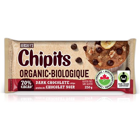 CHIPITS Hershey's Organic Chocolate Chips, 70% Dark Chocolate, 250g, 8. ...