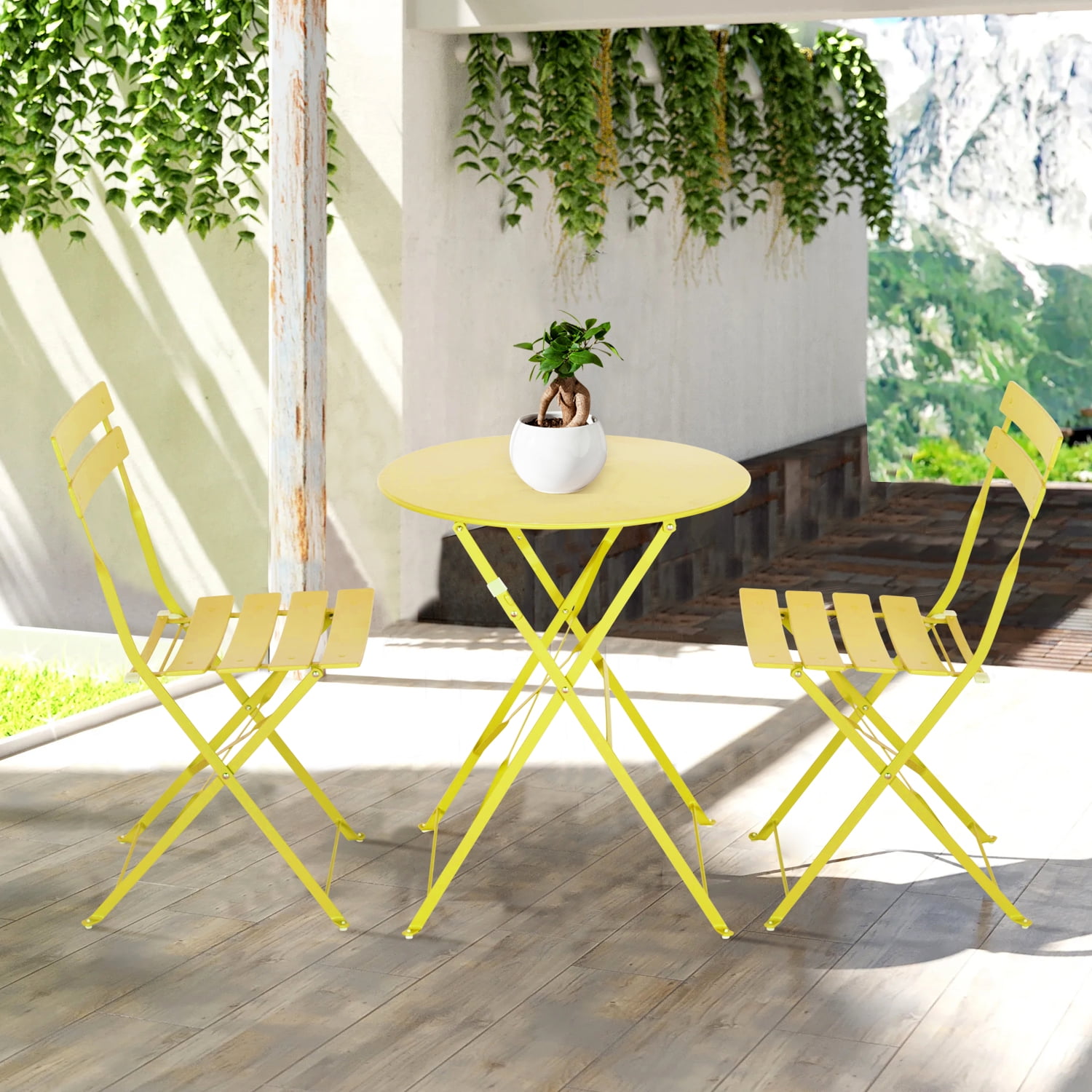 Patio Bistro Set, Steel Outdoor Patio Furniture Sets, 3 Piece Patio Set ...