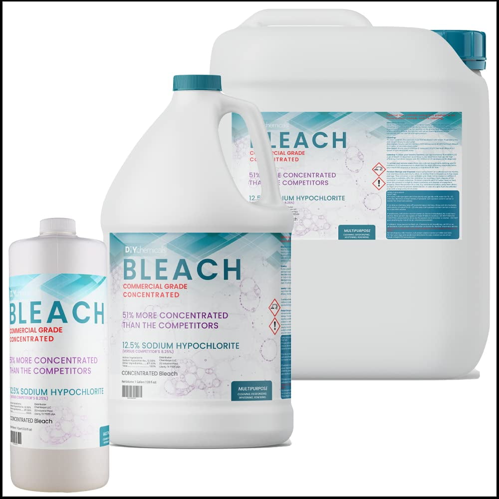DIYChemicals Bleach - Concentrated Bleach (Sodium Hypochlorite 12.5% ...