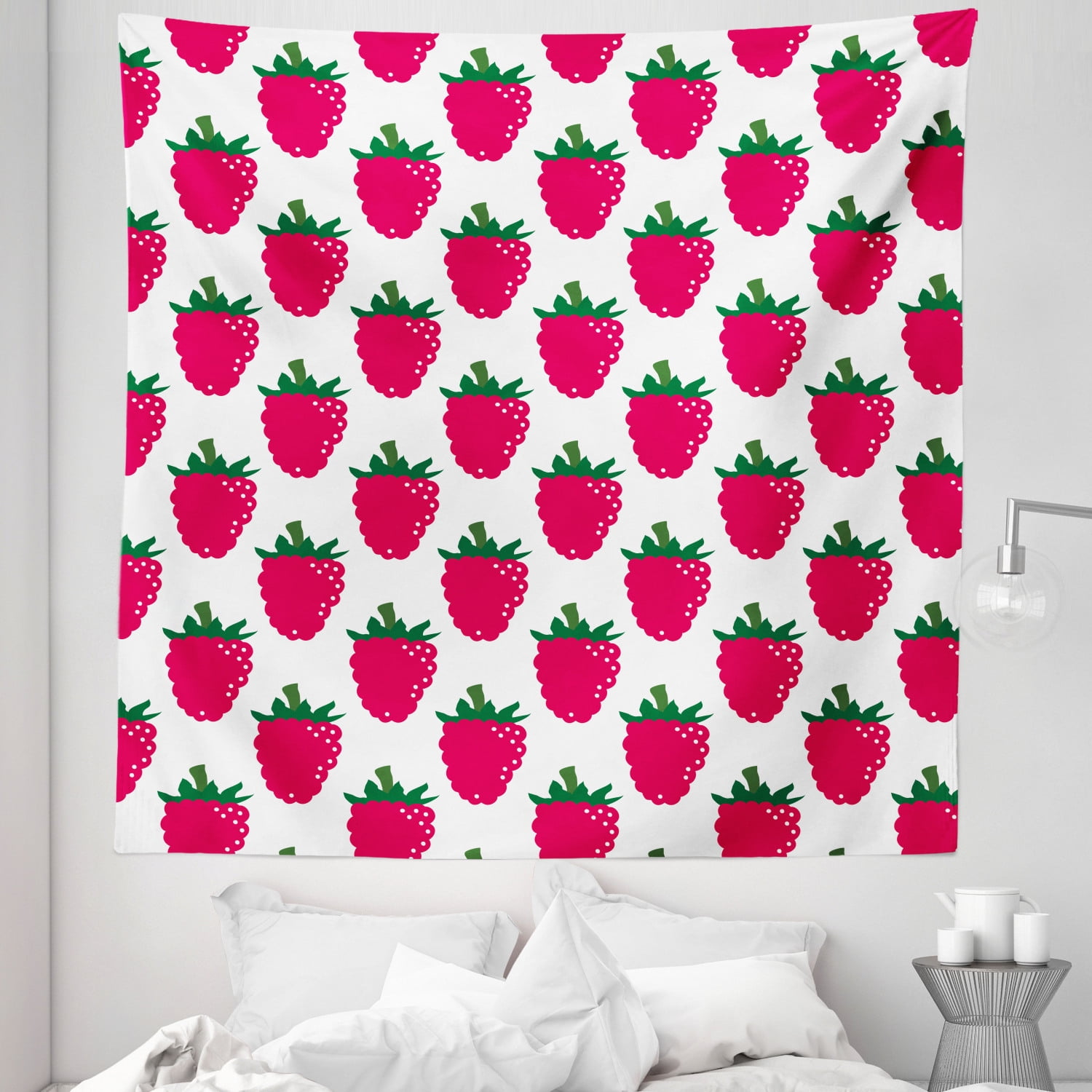 Fruit Tapestry, Repetitive Raspberries Arranged on a Plain Background ...
