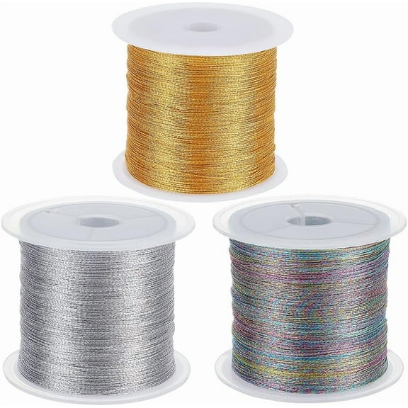 Silver String Metallic Cord 1mm Tinsel String Thread for Craft Jewelry ...