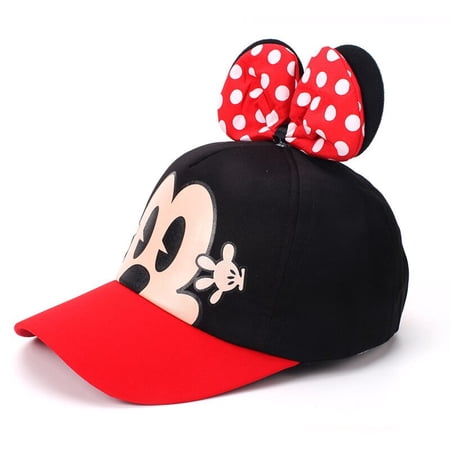 Disney Mickey Mouse Cap With Bow Polka Dot For Children Baby Baseball ...