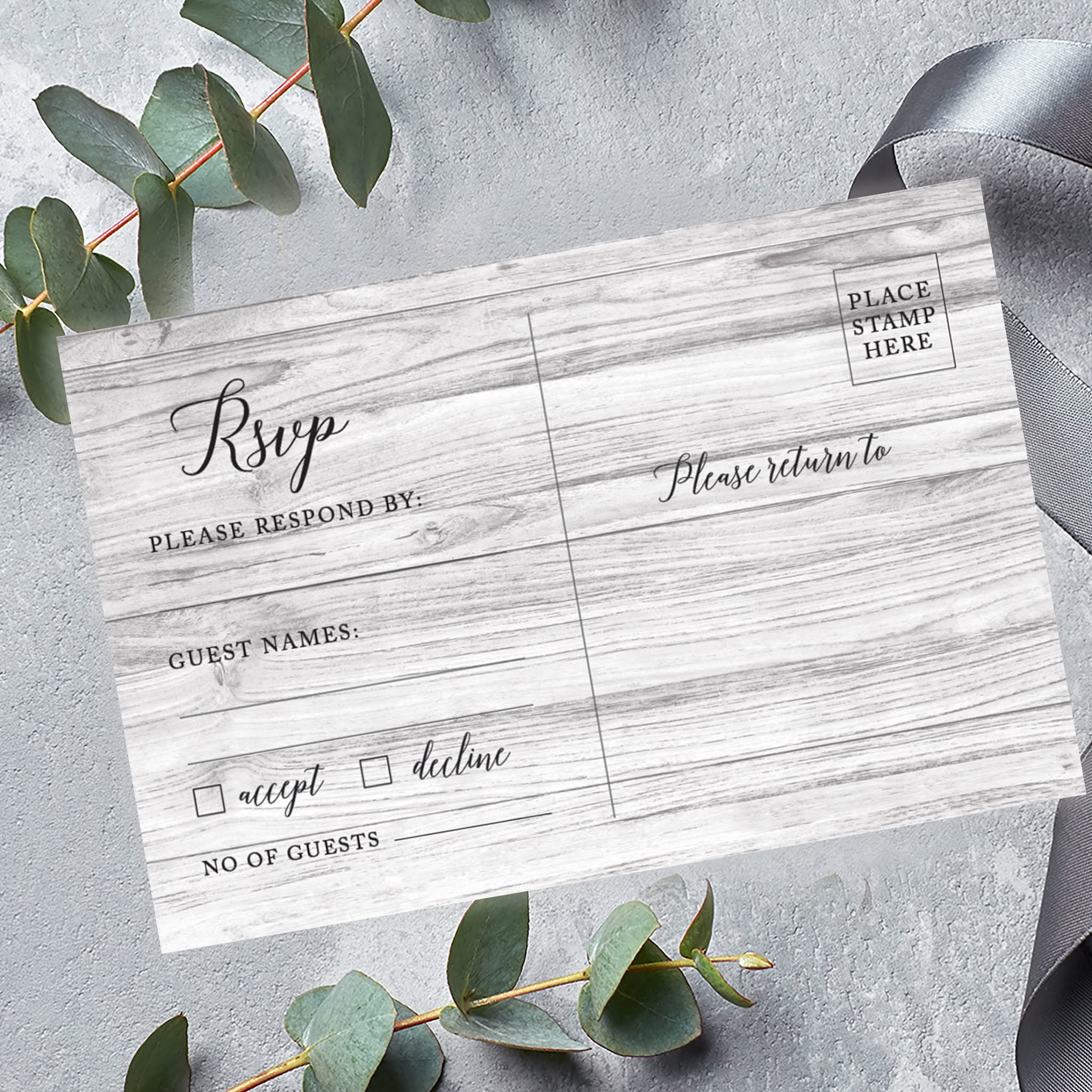 Buy Andaz Press 56-Pk RSVP Postcards for Wedding Gray Rustic Wood ...