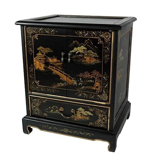 Oriental Furniture Japanese End Table, Red Landscape - Walmart.com