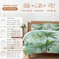 Camellia Flower Palm Tree Duvet Cover Set Queen Size, White Floral Mint ...