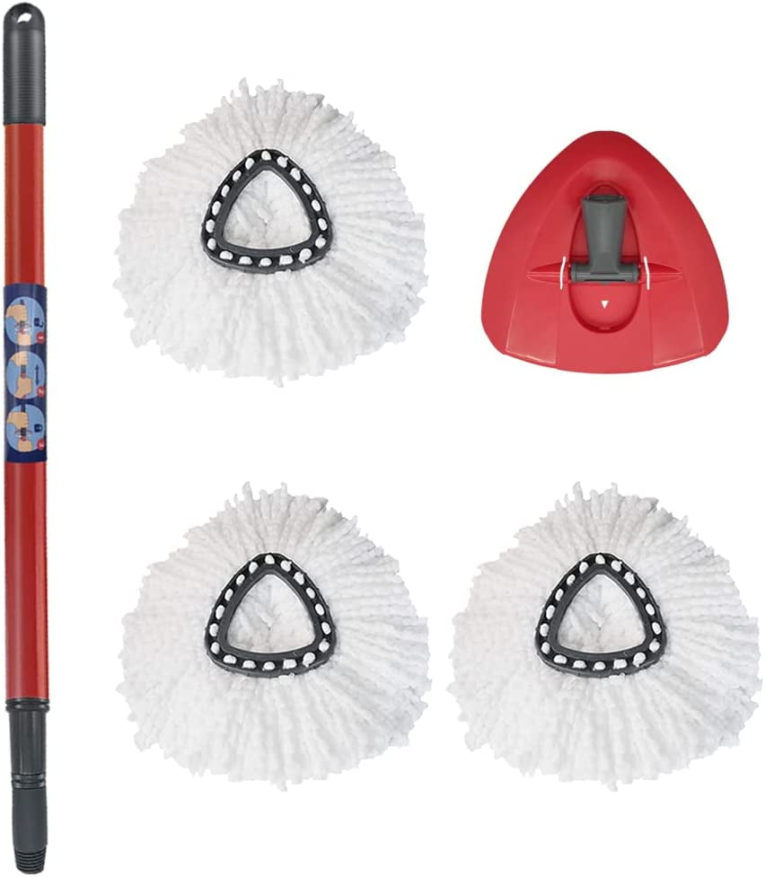 VACUSHOP 5-Pack Spin Mop Accessories with 1 Base + 1 Handle + 3 Mop ...