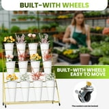 Moving Flower Display Stand with Wheels, 3-Tier Floral Cart with 12 ...