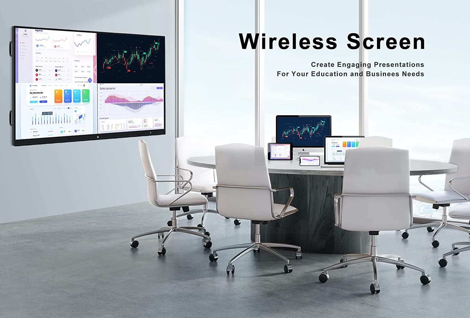 Smart Whiteboard TIBURN 75 inch 4K UHD Smart Board Touchscreen Display New Interactive ...