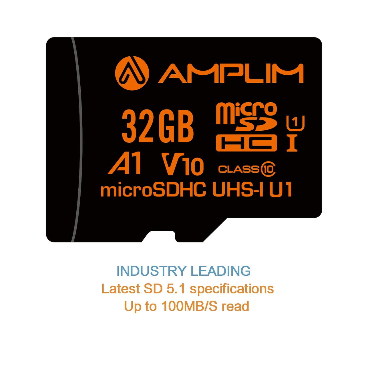 Amplim 32GB Micro SD Card, Amplim 2 Pack MicroSD Memory Plus Adapter, Extreme High Speed ...