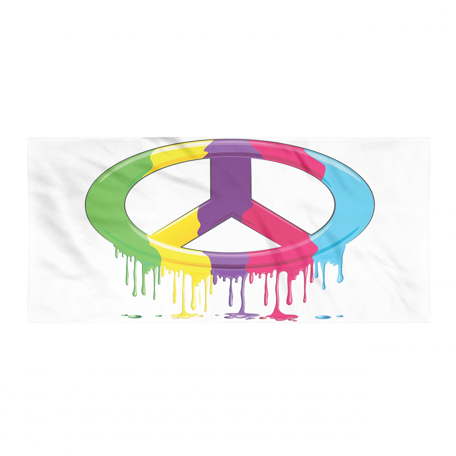 Groovy Gym Towel, Digital Peace Dripping Paint Liquid Colors Pacifism ...