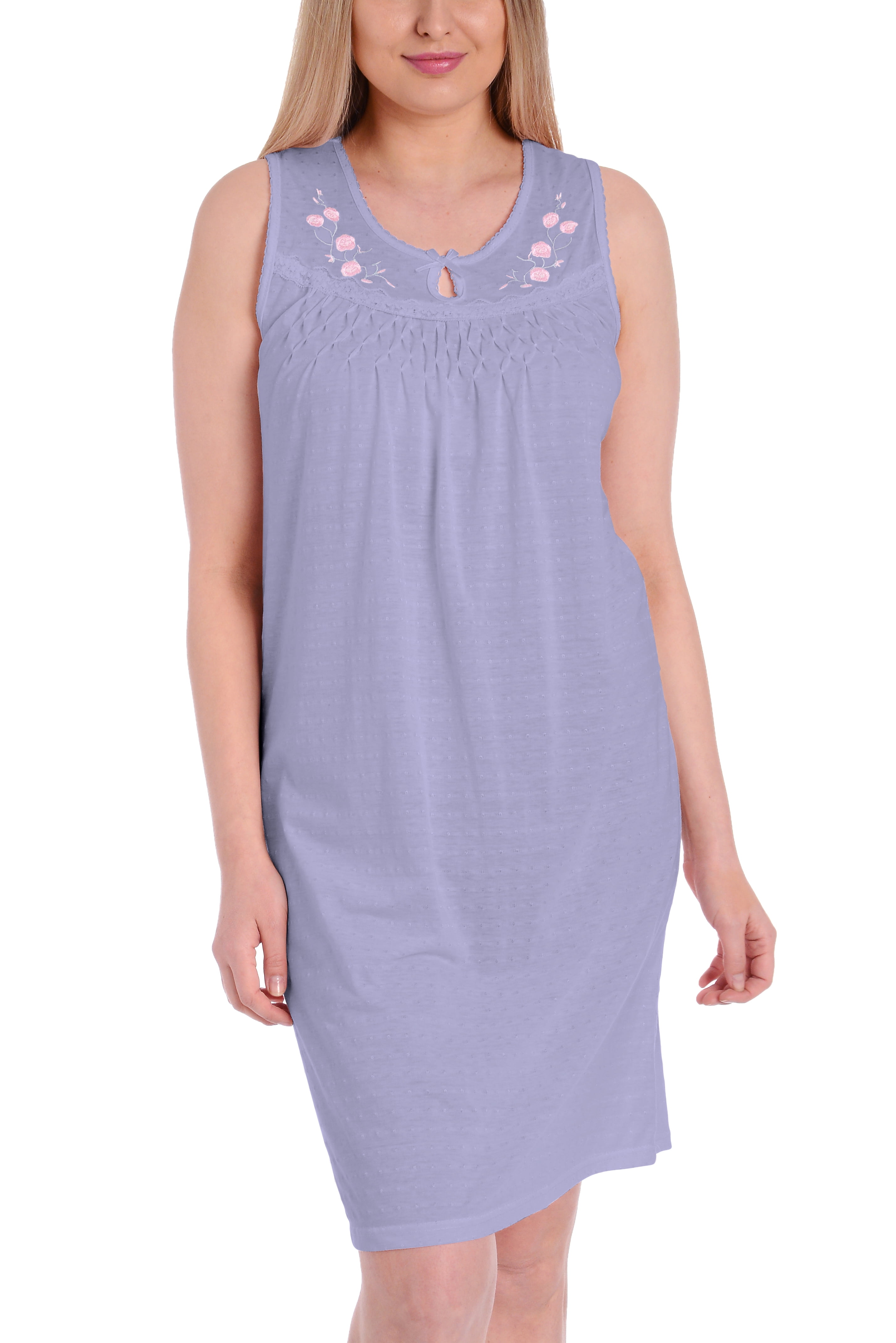Ezi Womens Plus Cotton Rich Sleeveless Nightgown