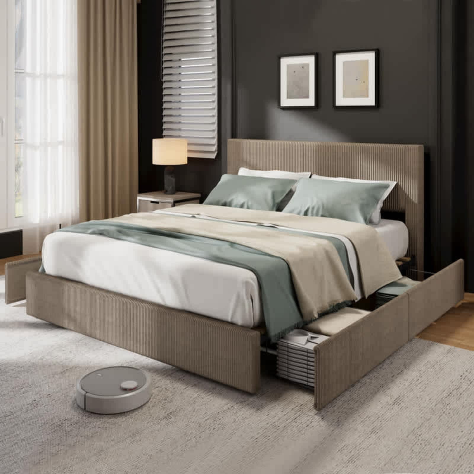 Click here for Eastvita Full - Size Brown Bed Frame With Tufted W... prices