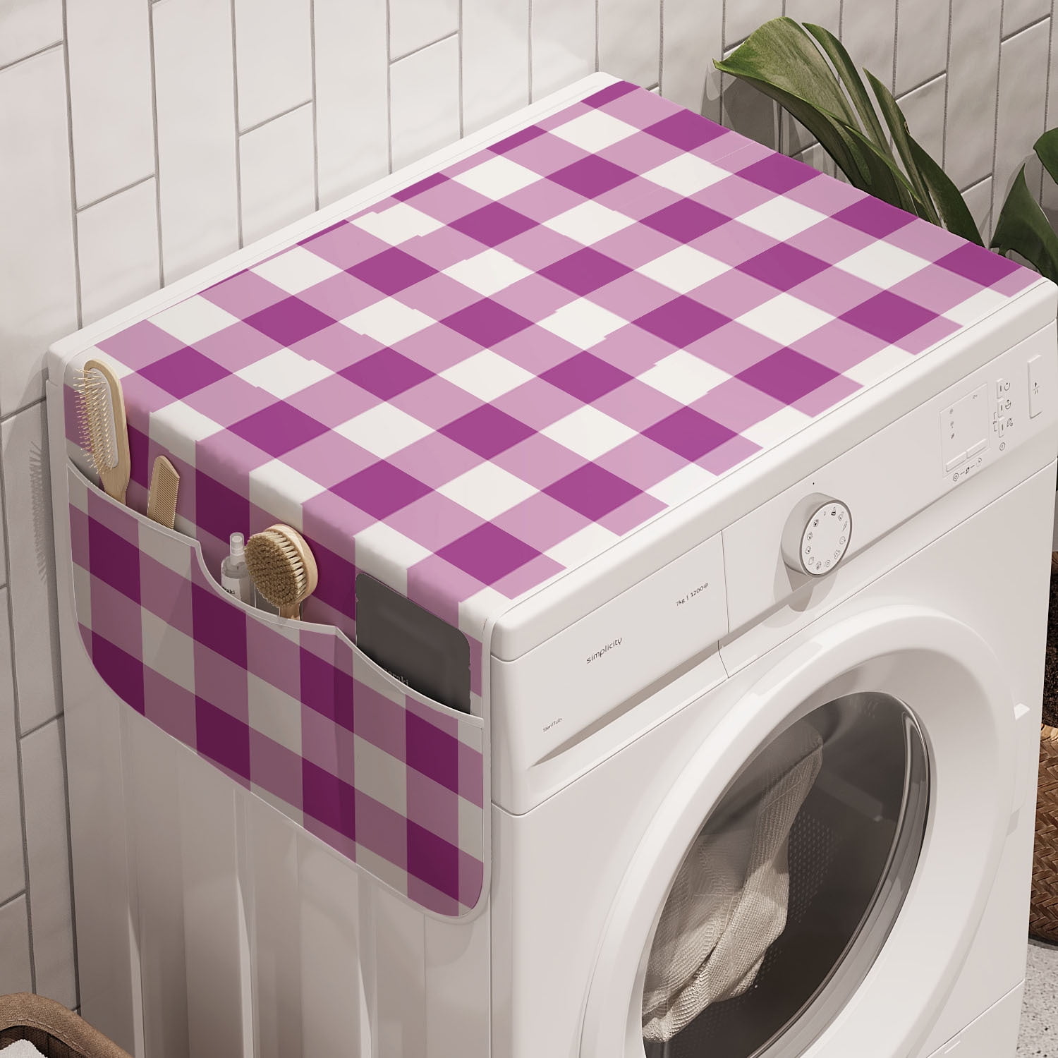 Geometric Washing Machine Organizer, Continuous Tartan Inspired Squares ...