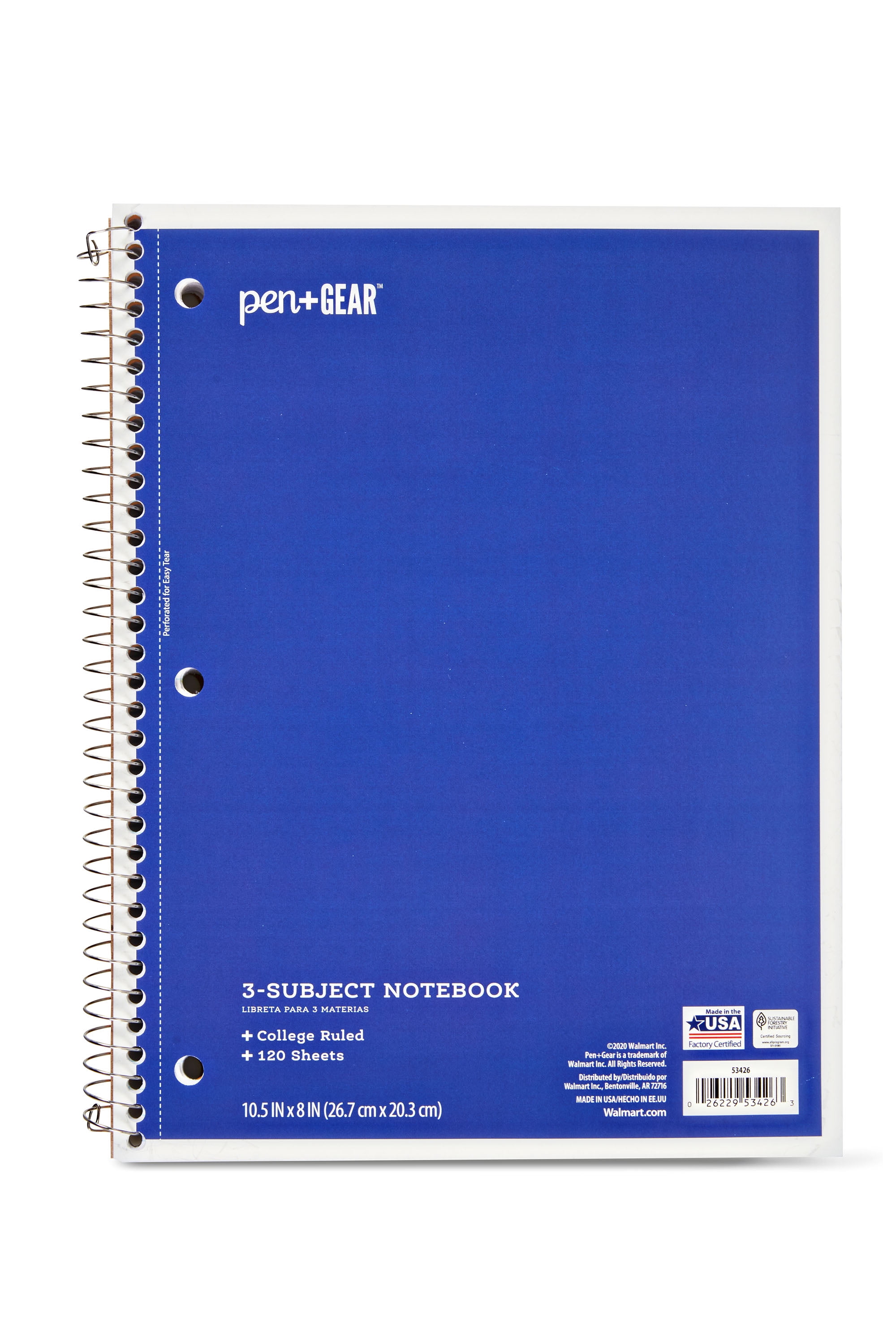 Pen Gear 3 Subject Spiral Notebook College Ruled Blue 120 Sheets pen-gear-3-subject-spiral-notebook-college-ruled-blue-120-sheets