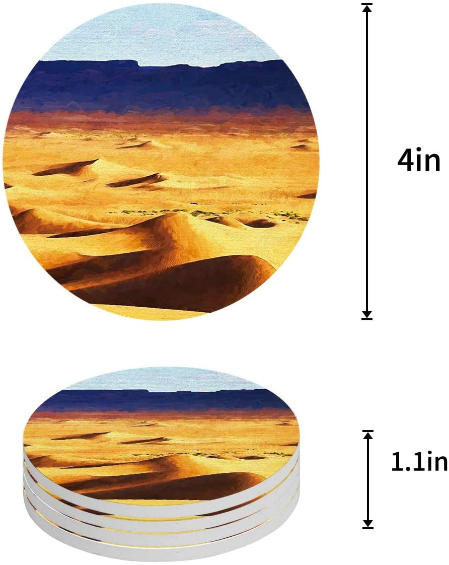 FMSHPON Oil Painting Texture Desert Set of 6 Round Coaster for Drinks ...