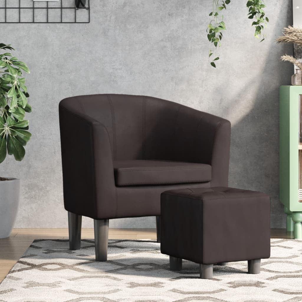 Click here for Vidaxl Tub Chair With Footstool Brown Faux Leather prices