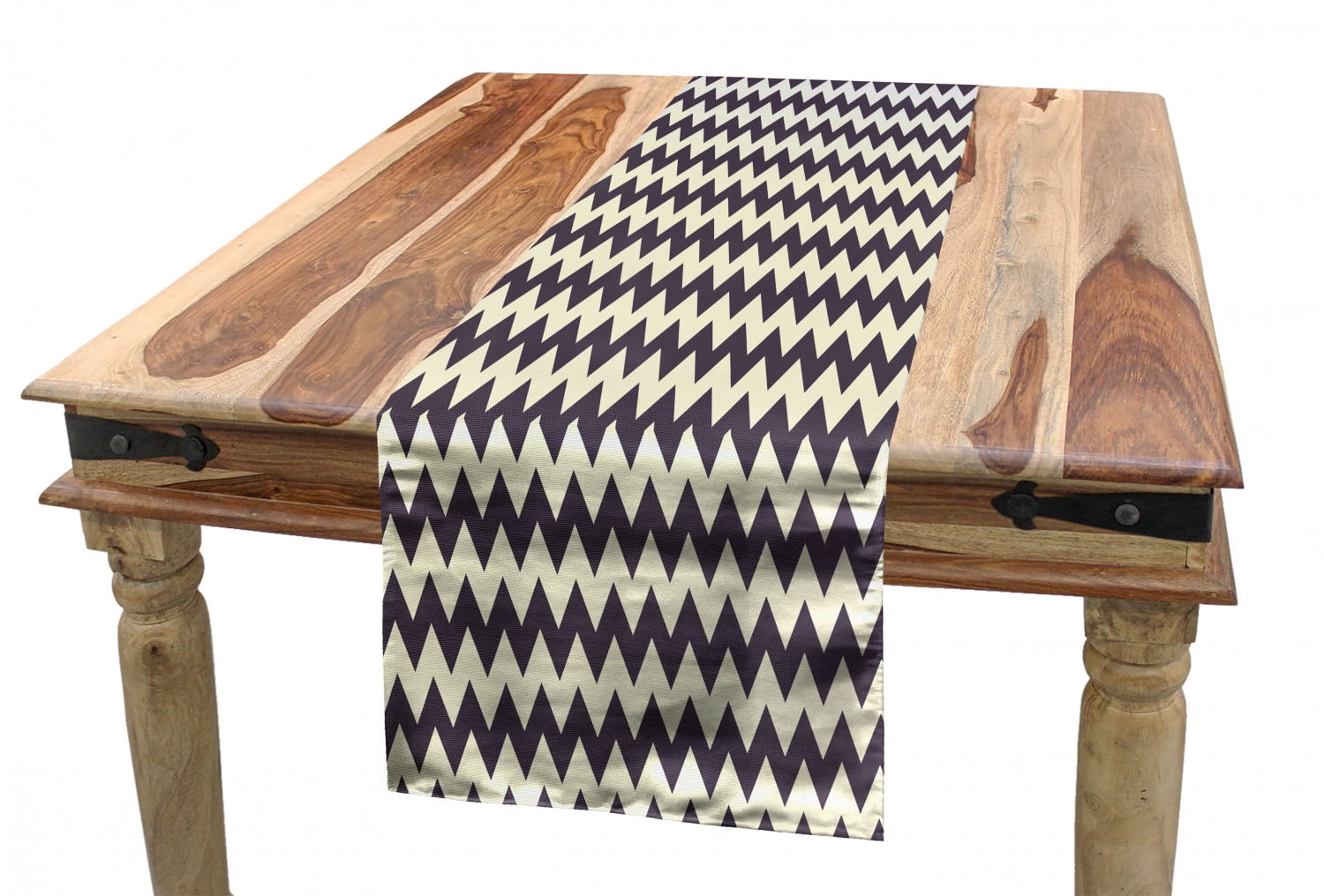 Chevron Table Runner, Horizontal Narrow Sharp Edged Zig Zags Classical ...