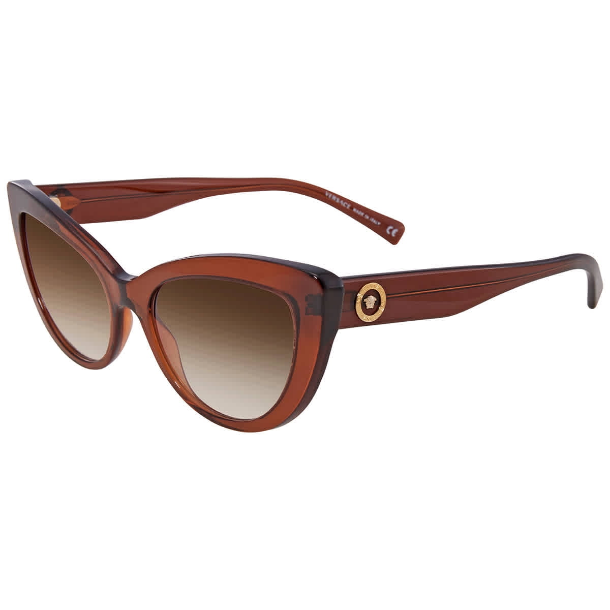 Versace Clear/Orange Gradient/Brown Gradient Cat Eye Ladies Sunglasses ...