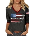America 250 Merchandise Women 3/4 Sleeve V Neck Patriotic Graphic Tee ...