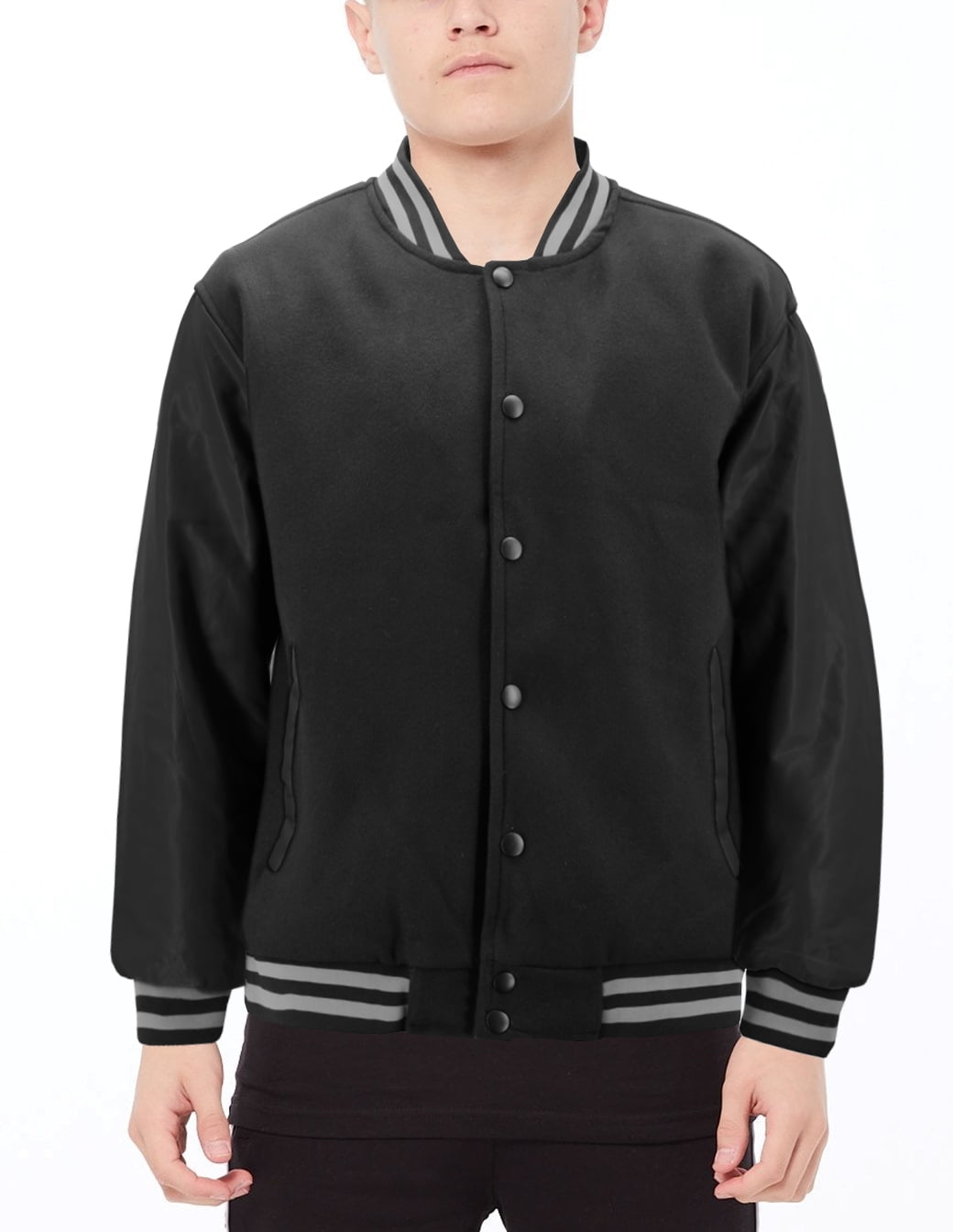 Boy's Classic Two Tone Snap Button College Sports Kids Letterman ...