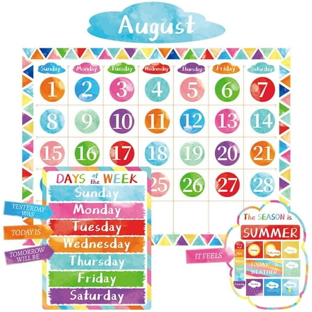 Watercolor Calendar Bulletin Board Set Colorful Classroom Decoration ...