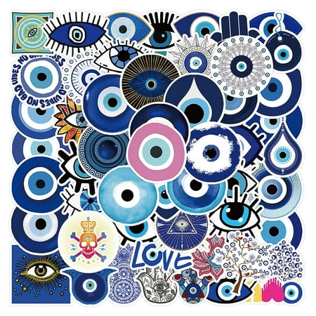 50pcs Evil Eyes Stickers,vinyl Waterproof Blue Eyes Decal For Water ...