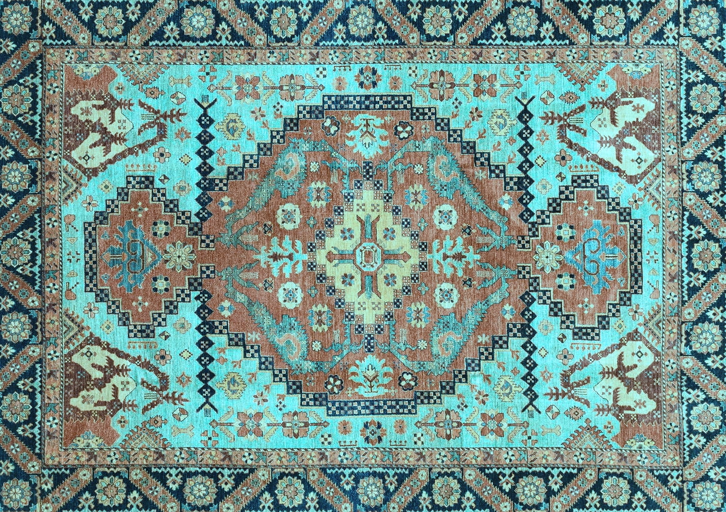 Ahgly Company Indoor Rectangle Oriental Light Blue Modern Area Rugs, 2 ...