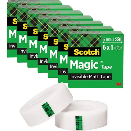 Invisible Tape - 6 Rolls - 19mm x 33m - General Purpose Tape for ...