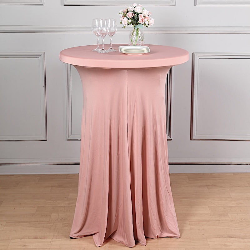 BalsaCircle Dusty Rose Cocktail Table Cover Natural Wavy Drapes Spandex ...
