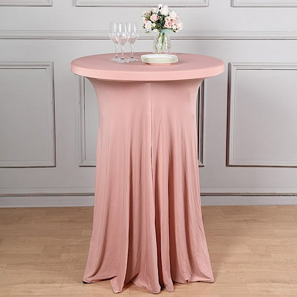BalsaCircle Dusty Rose Cocktail Table Cover Natural Wavy Drapes Spandex ...